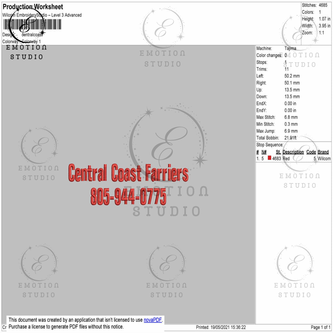 Central Coast, Embroidery Design | Inspire Uplift