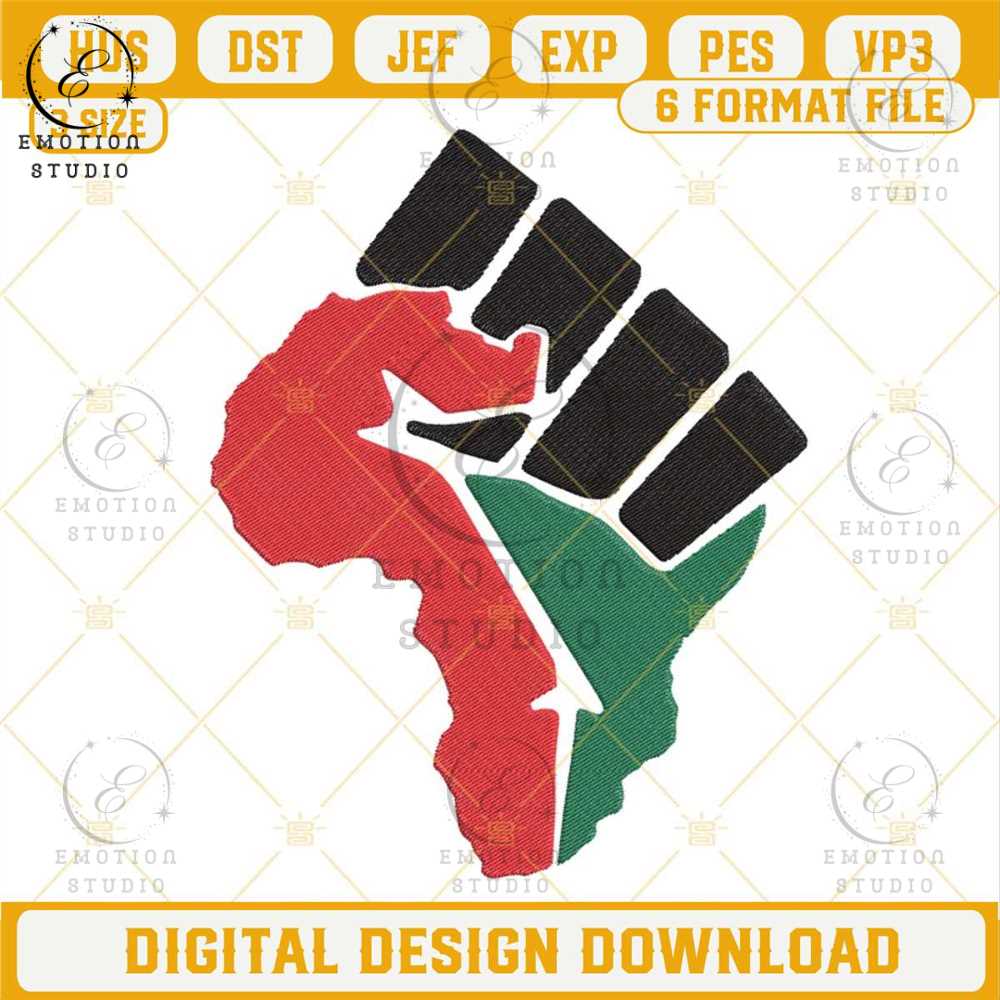 African Power Fist Embroidery Files, Africa Map Embroidery D | Inspire ...