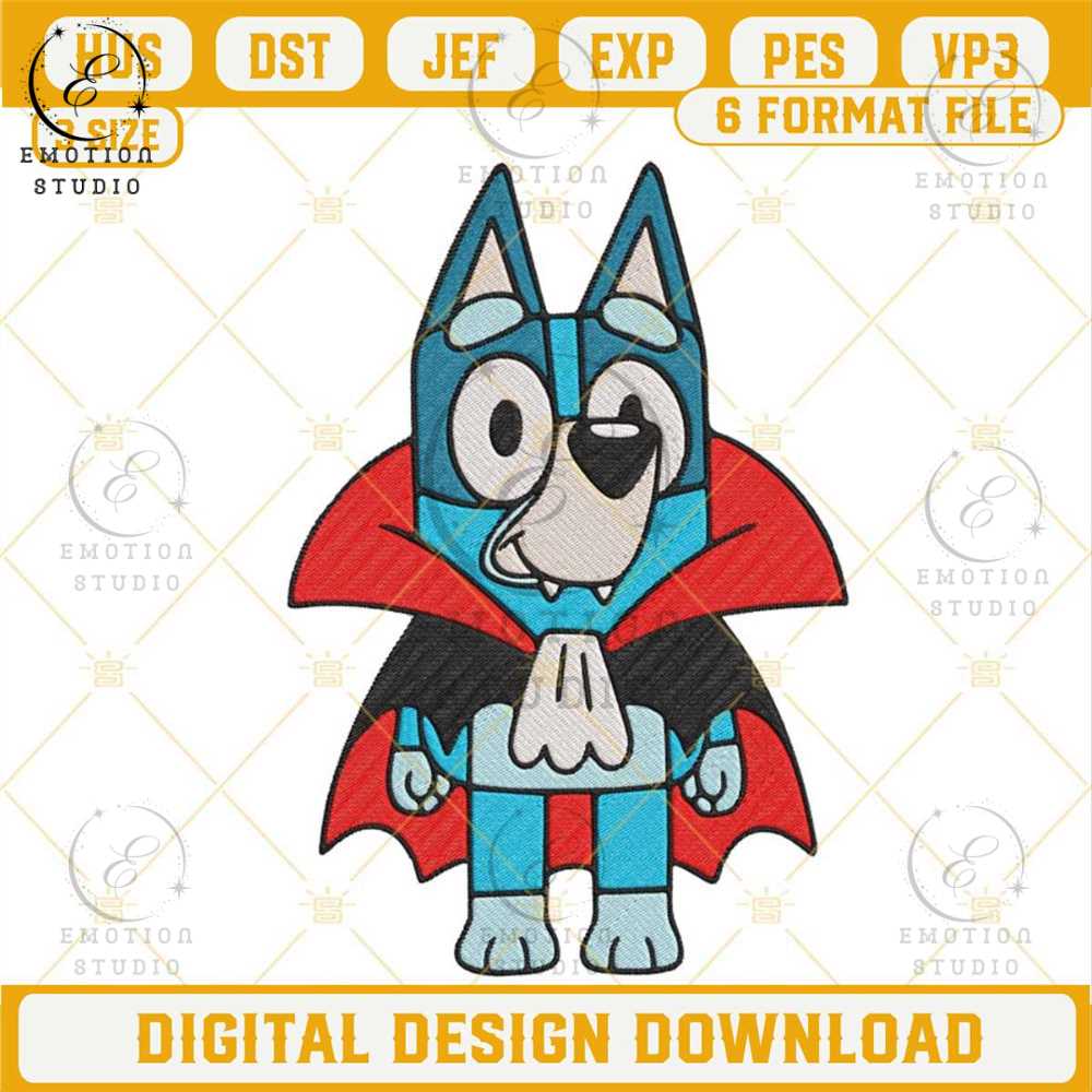 Bluey Vampire Embroidery Files, Cute Blue Dog Halloween Embr | Inspire ...