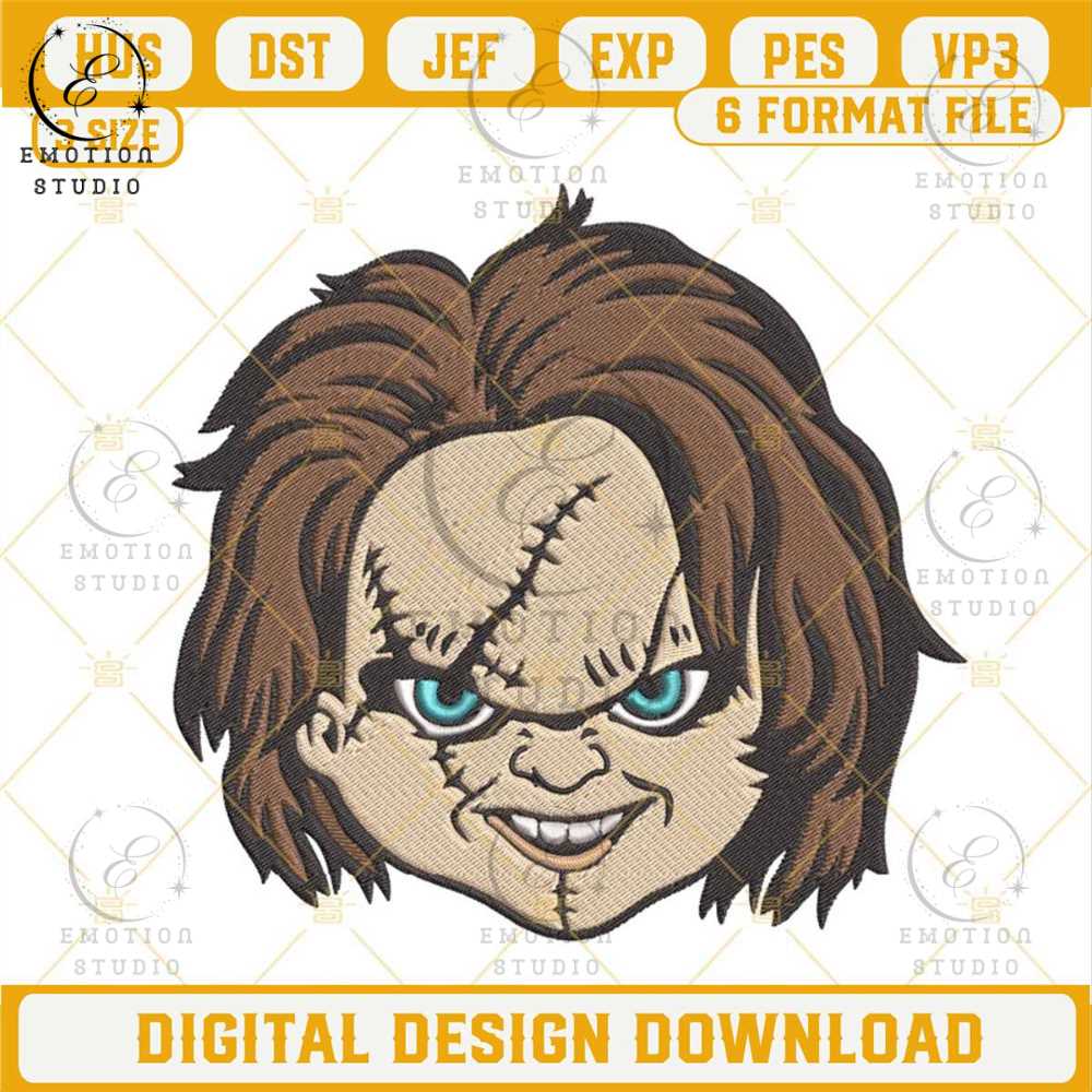 Chucky Embroidery Designs, Chucky Face Child's Play Machine | Inspire ...