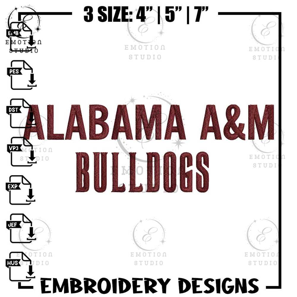 Alabama AM Bulldogs logo embroidery design, NCAA embroidery, | Inspire ...