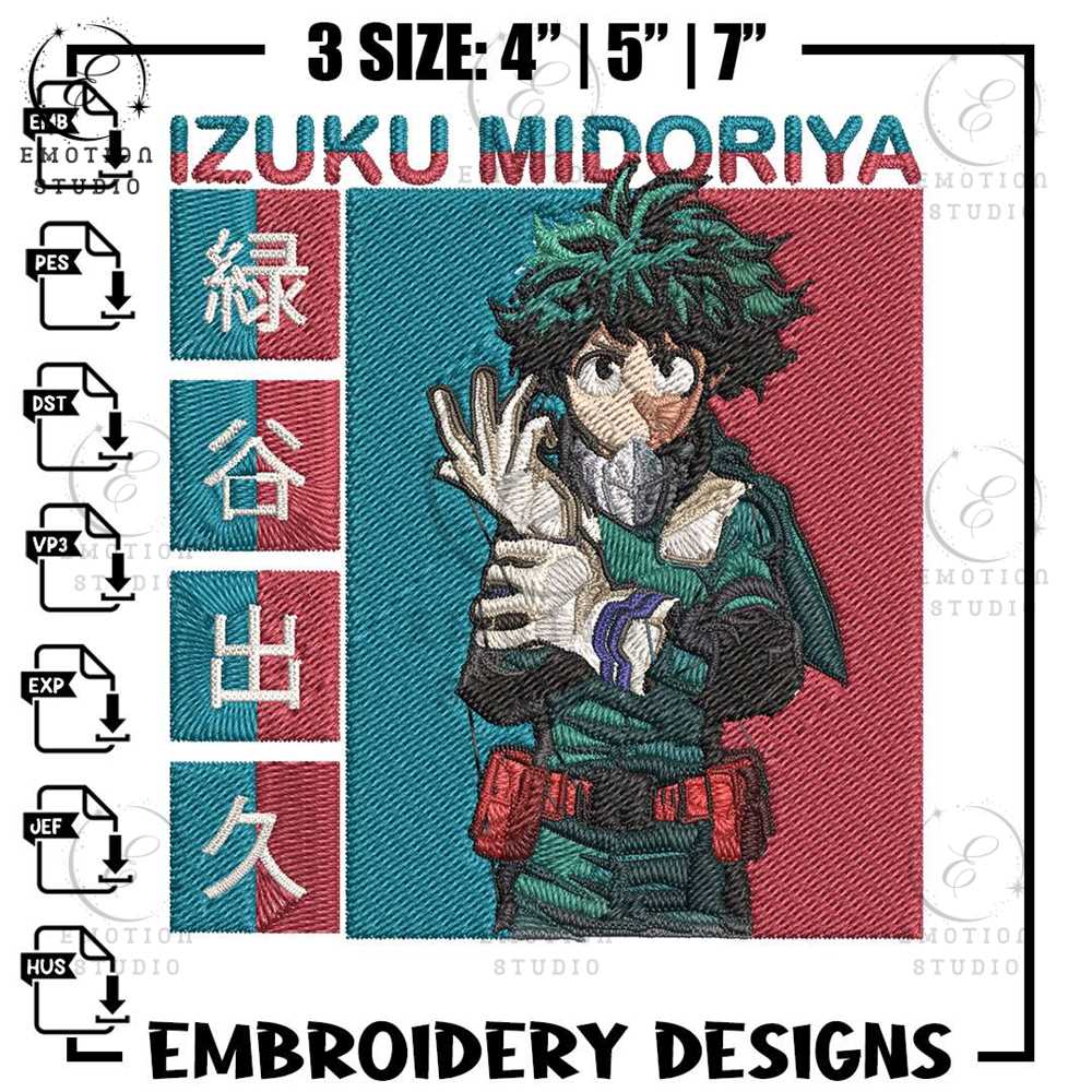 Deku Poster Embroidery Design, Mha Embroidery, Embroidery Fi | Inspire ...