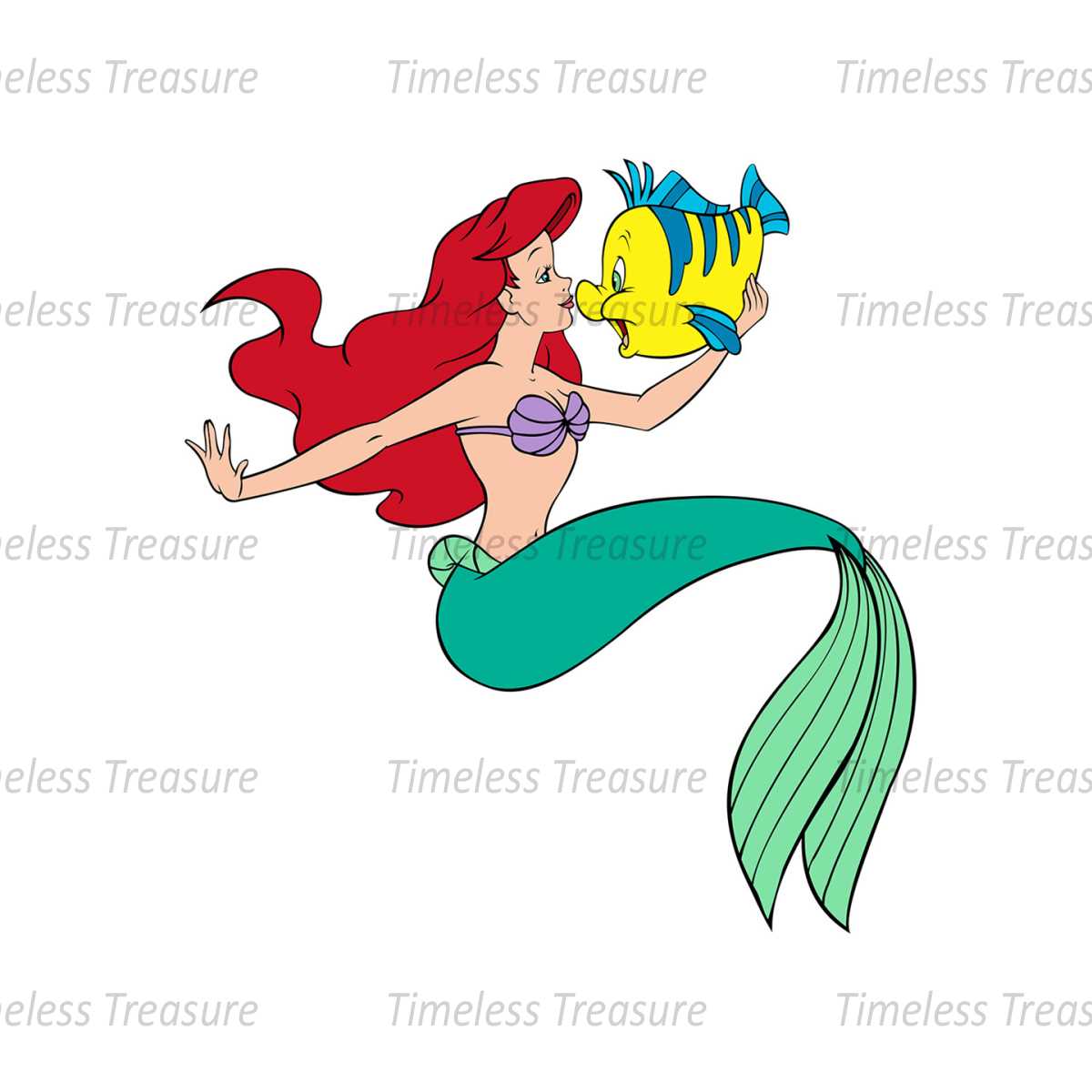 The Little Mermaid Ariel and Flounder Fish SVG Clipart | Inspire Uplift