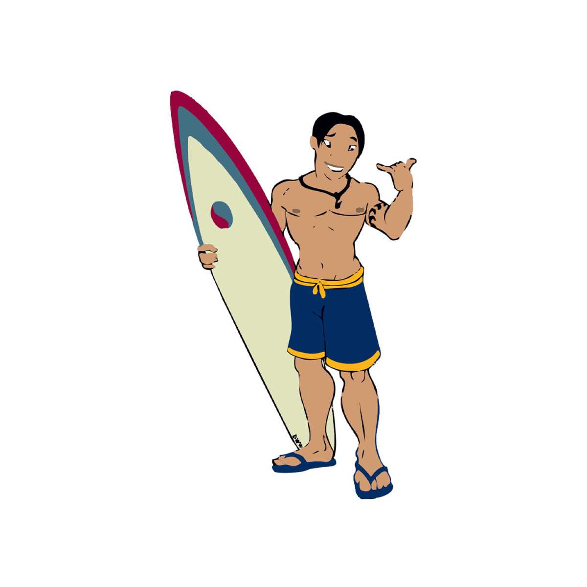 Surfing David Kawena Disney Cartoon Character SVG | Inspire Uplift