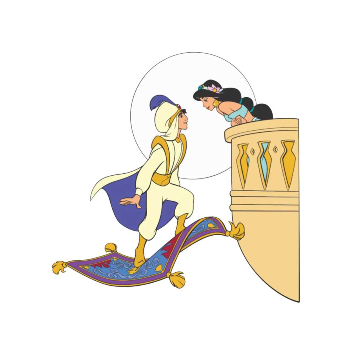 Aladdin and Princess Jasmine Loving Scene Disney Cartoon PNG - Inspire ...