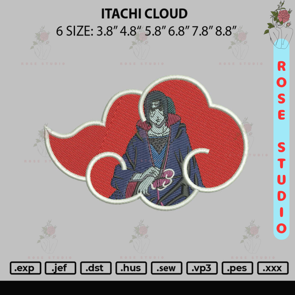 Itachi Cloud Embroidery File 6 sizes, Embroidery File, Embro | Inspire ...