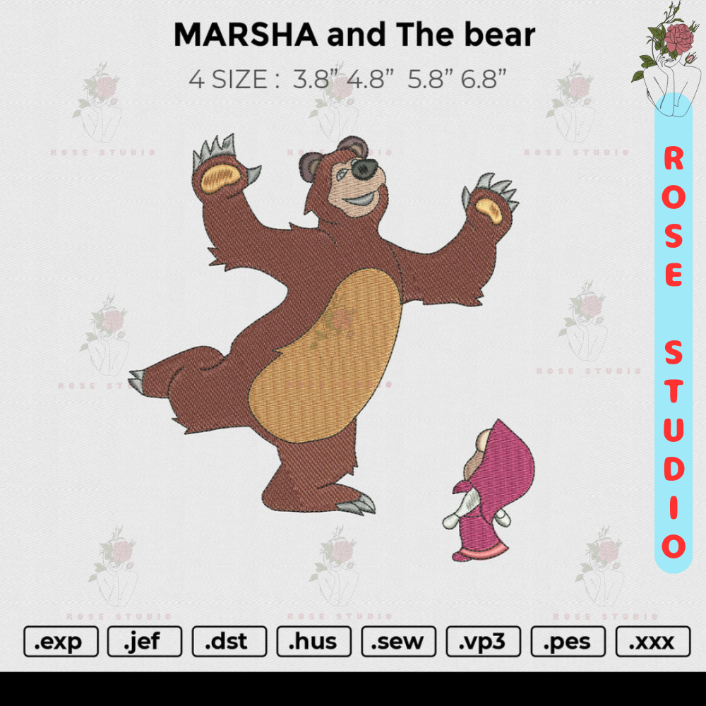 MARSHA and The bear, Embroidery File, Embroidery Design | Inspire Uplift