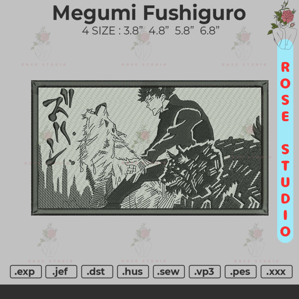 Megumi Fushiguro, Embroidery File, Embroidery Design | Inspire Uplift