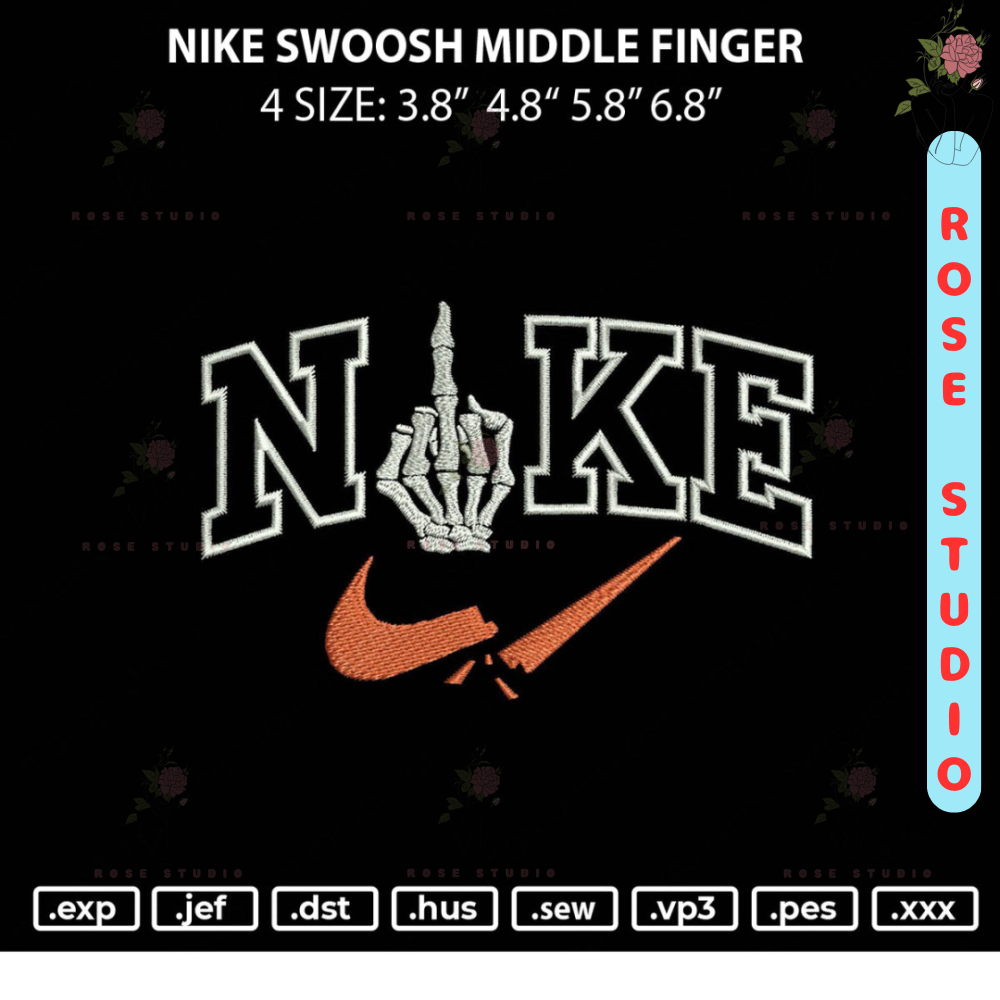 Nike Swoosh Middle Finger, Embroidery File, Embroidery Desig - Inspire ...