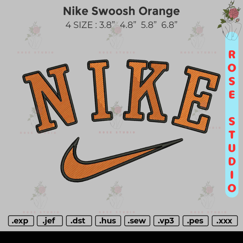 Nike Swoosh Orange, Embroidery File, Embroidery Design | Inspire Uplift