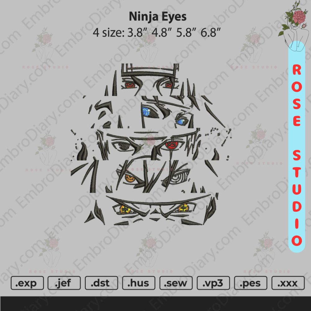 Ninja Eyes Embroidery, Embroidery File, Embroidery Design | Inspire Uplift
