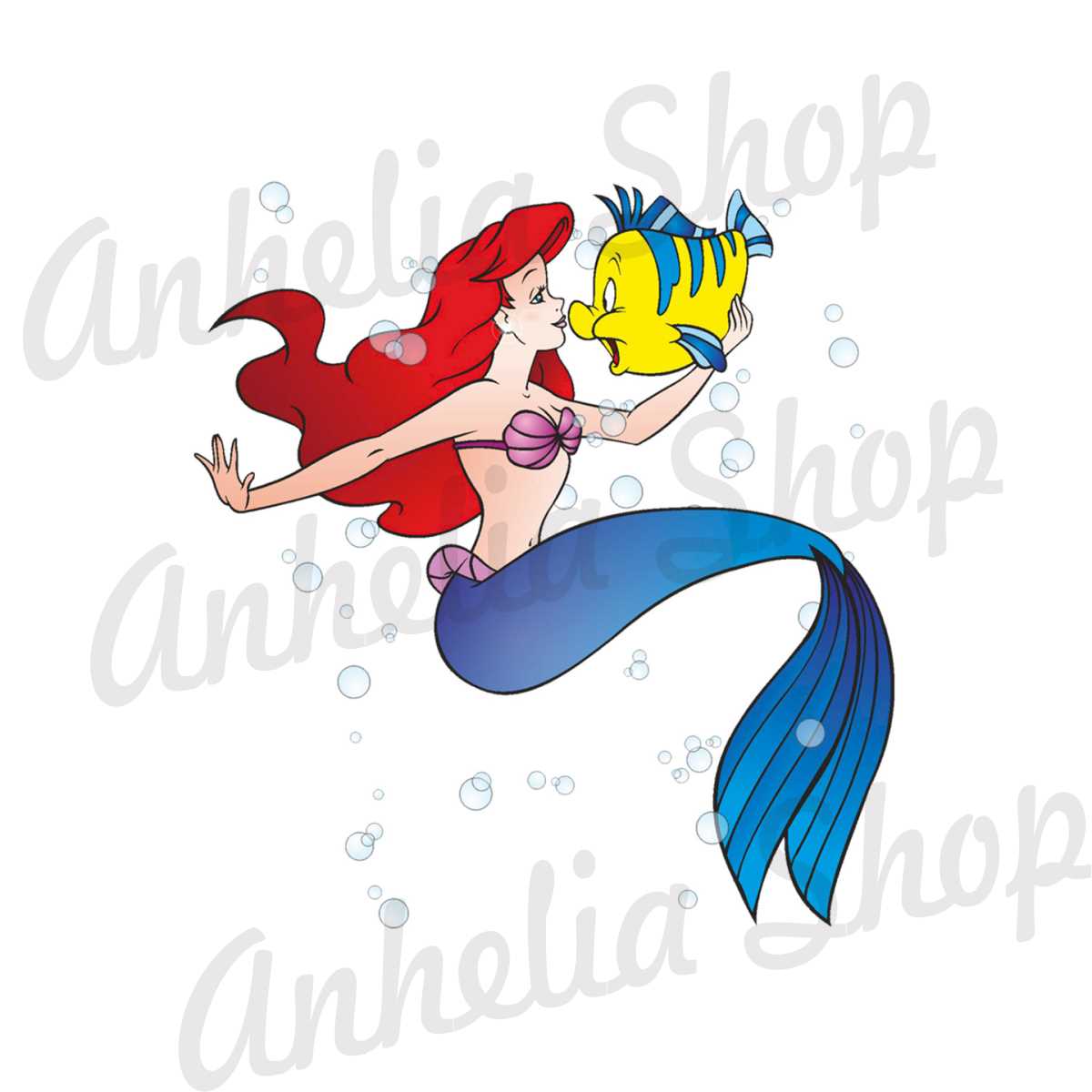 Disney Princess Ariel Flounder Fish Water Bubble PNG - Inspire Uplift