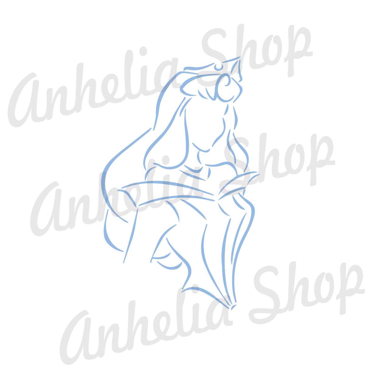 Disney Sleeping Beauty Princess Aurora Blue Outline SVG | Inspire Uplift