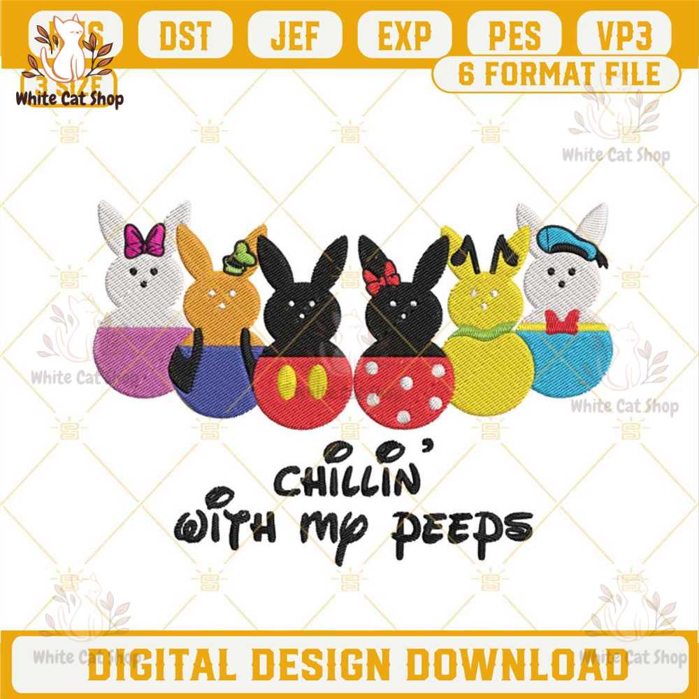 Chillin With My Peeps Embroidery Design, Disney Family Easte | Inspire ...