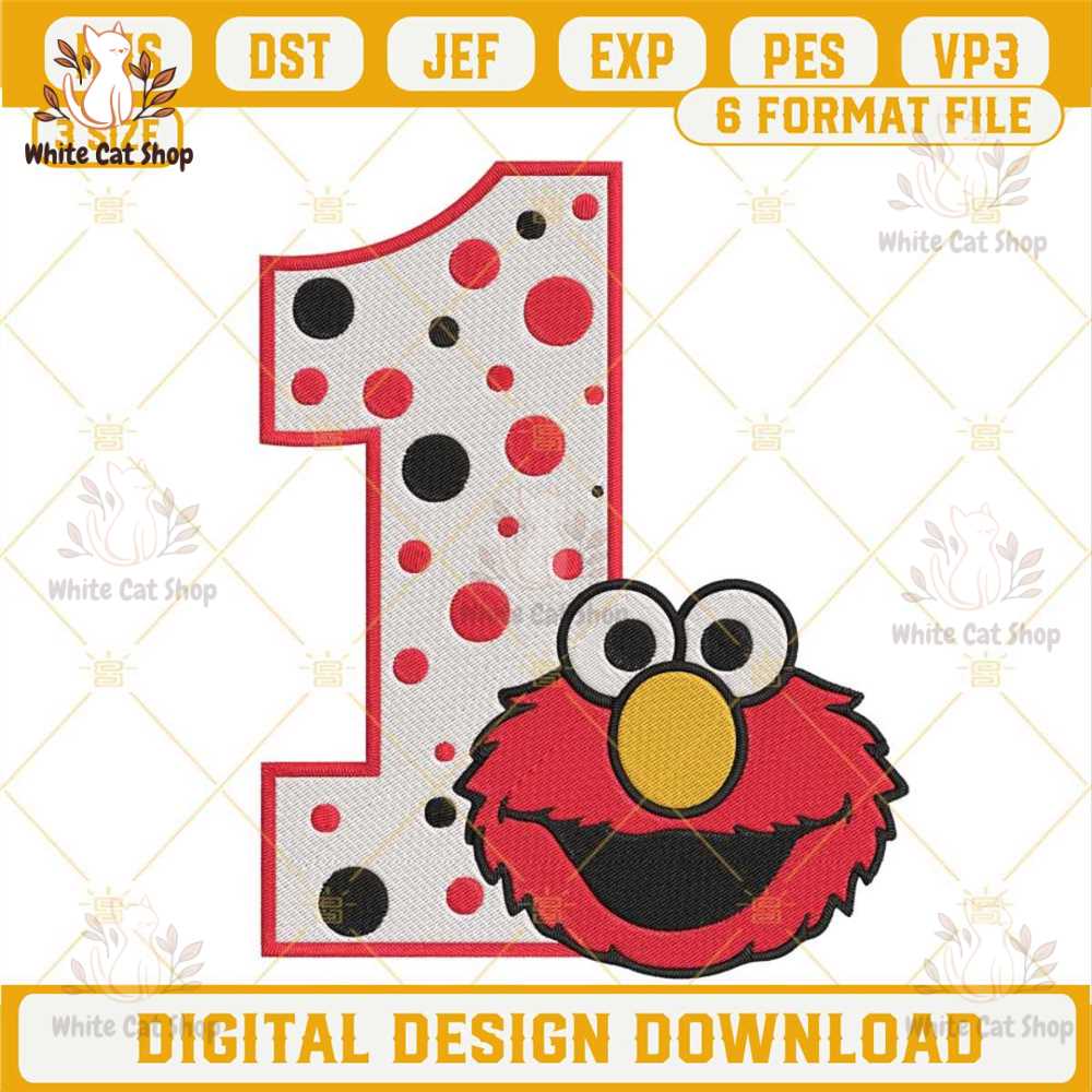 Elmo One Embroidery Designs, Muppet Birthday Party Embroider | Inspire ...