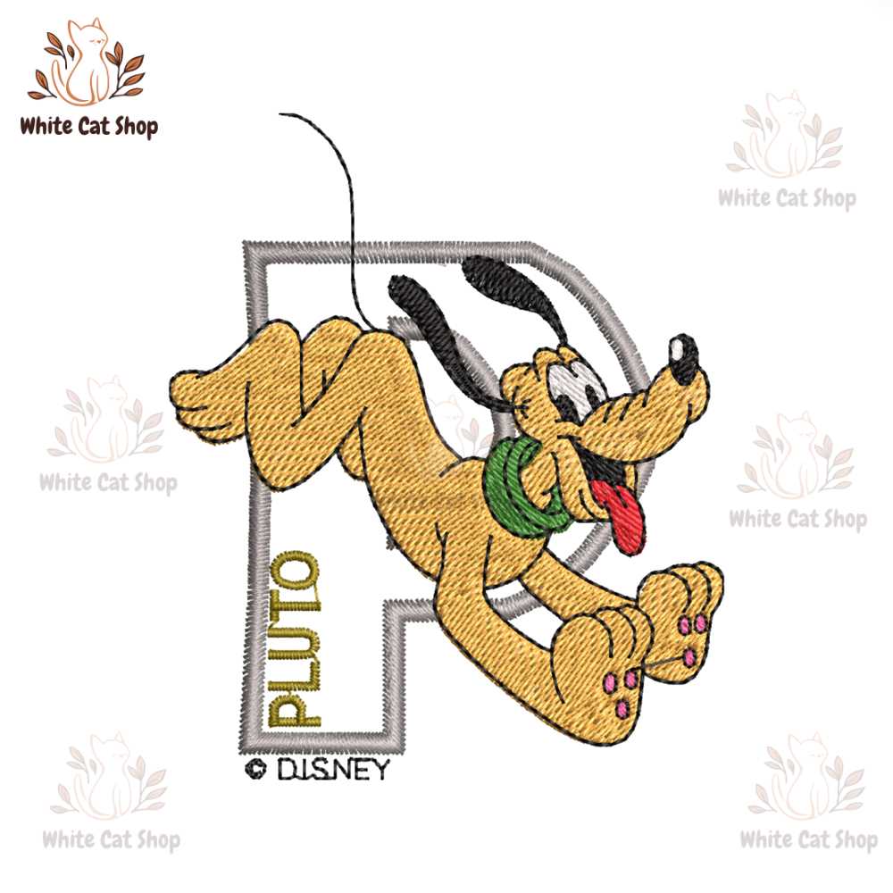 Alphabet Badge Pluto Dog Disney Embroidery - Inspire Uplift