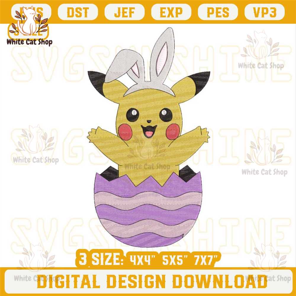 Pikachu Easter Eggs Embroidery Designs, Pikachu Bunny Embroi | Inspire ...
