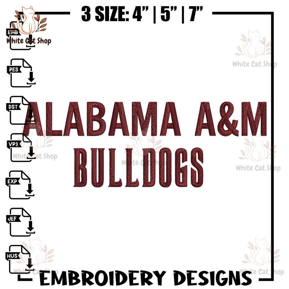 Alabama AM Bulldogs logo embroidery design, NCAA embroidery, | Inspire ...