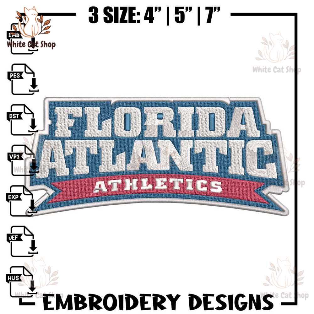 Florida Atlantic logo embroidery design,NCAA embroidery,Embr - Inspire ...