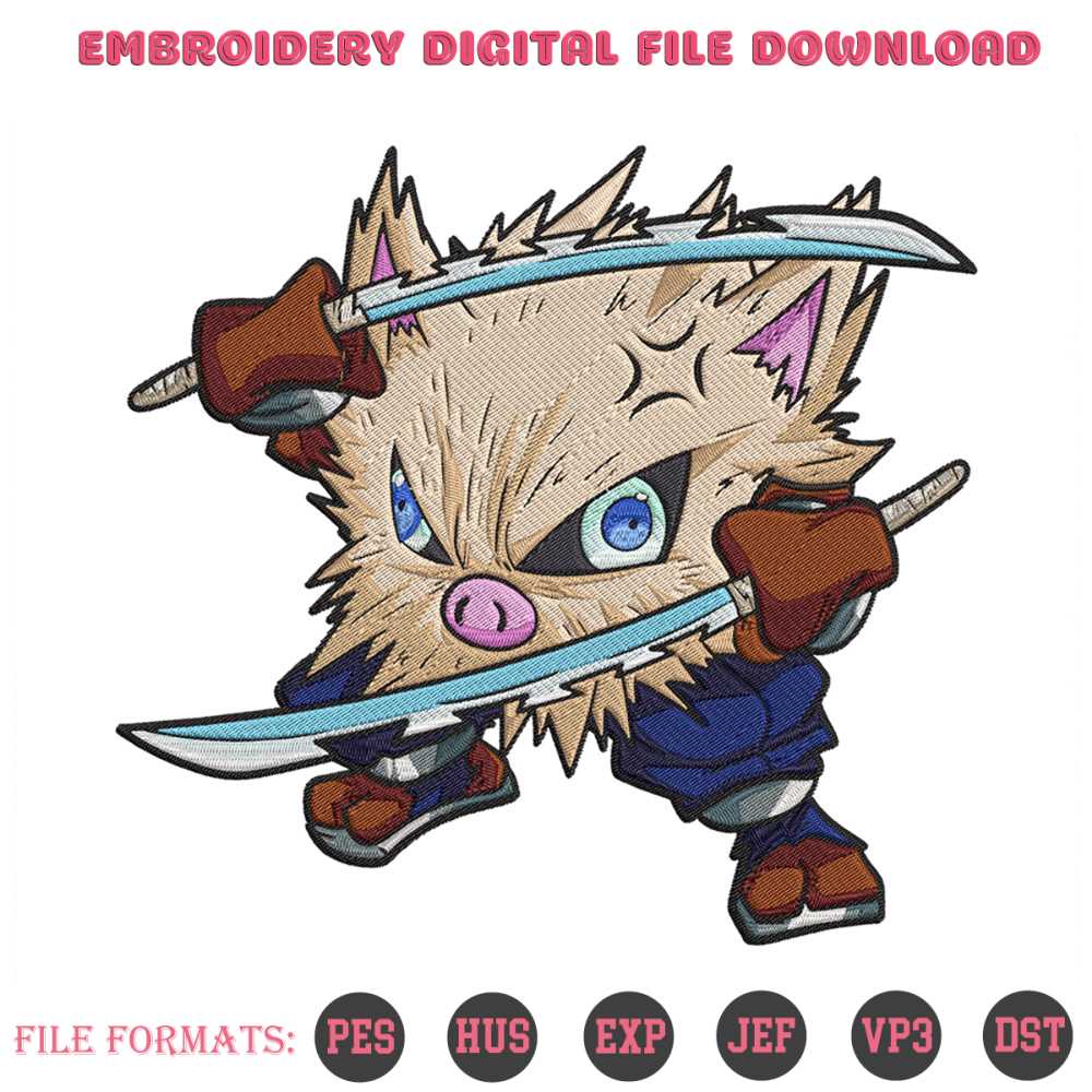 Inosuke X Entei Embroidery Designs File, Kimetsu x Pokemon - Inspire Uplift