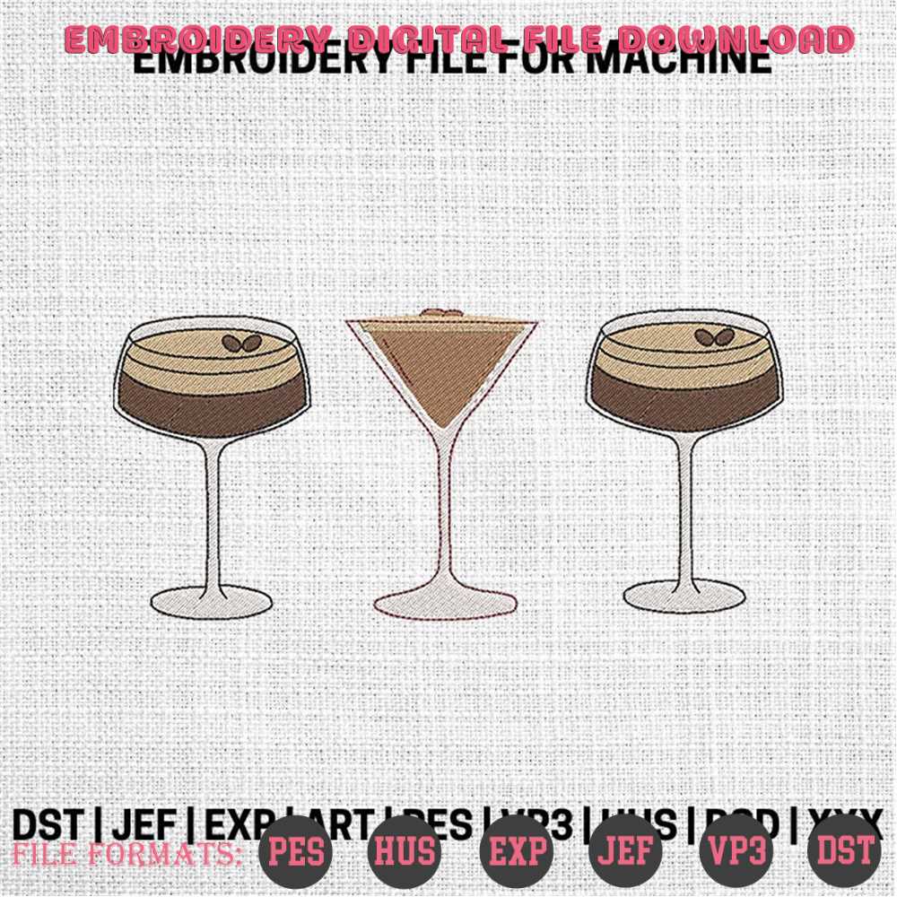 espresso martini embroidery designs, soft drink embroidery p - Inspire ...