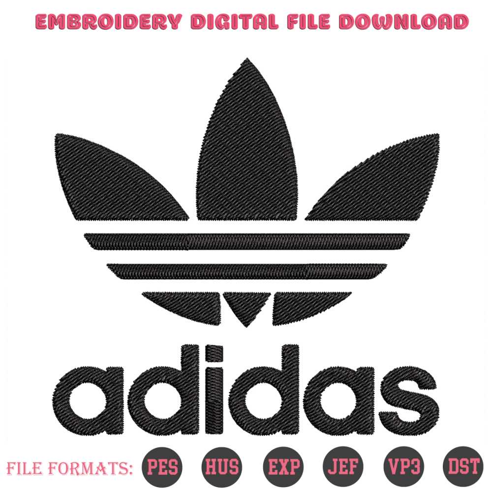 Adidas Embroidery Designs File, Adidas Logo Machine Embroide | Inspire ...