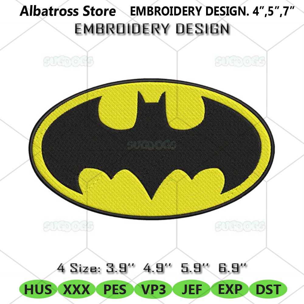Batman Logo Embroidery Design File, Superhero Logo Embroider - Inspire ...