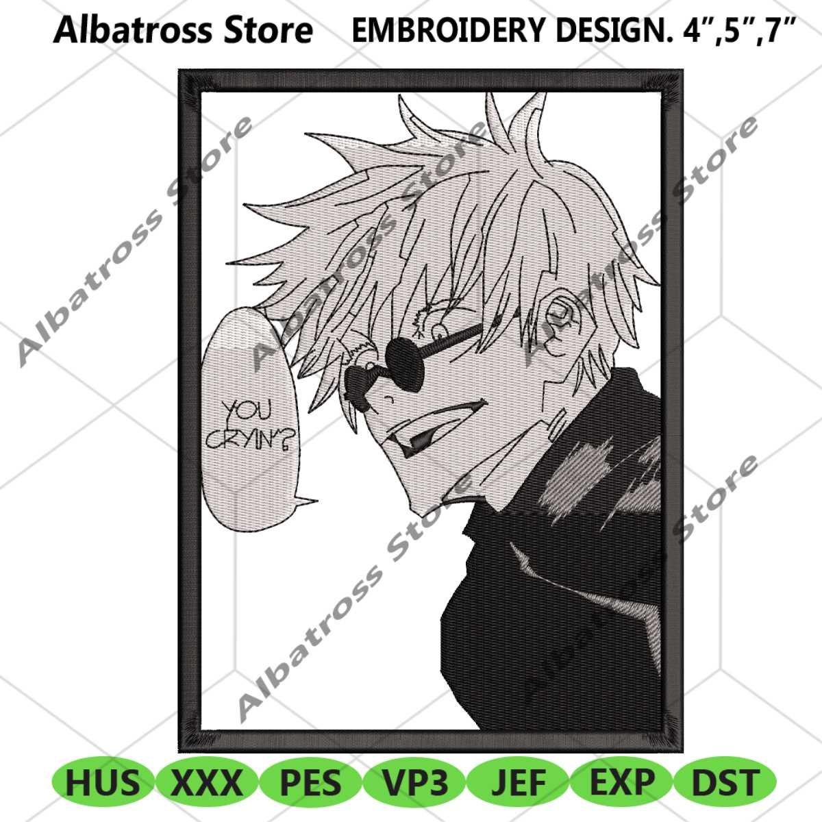 SATORU GOJO Embroidery Digitizing Jujutsu Kaisen Anime Embro | Inspire ...