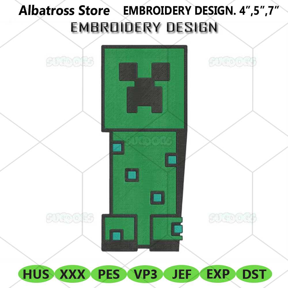 Minecraft Embroidery Design File, Minecraft Creeper And Logo - Inspire ...