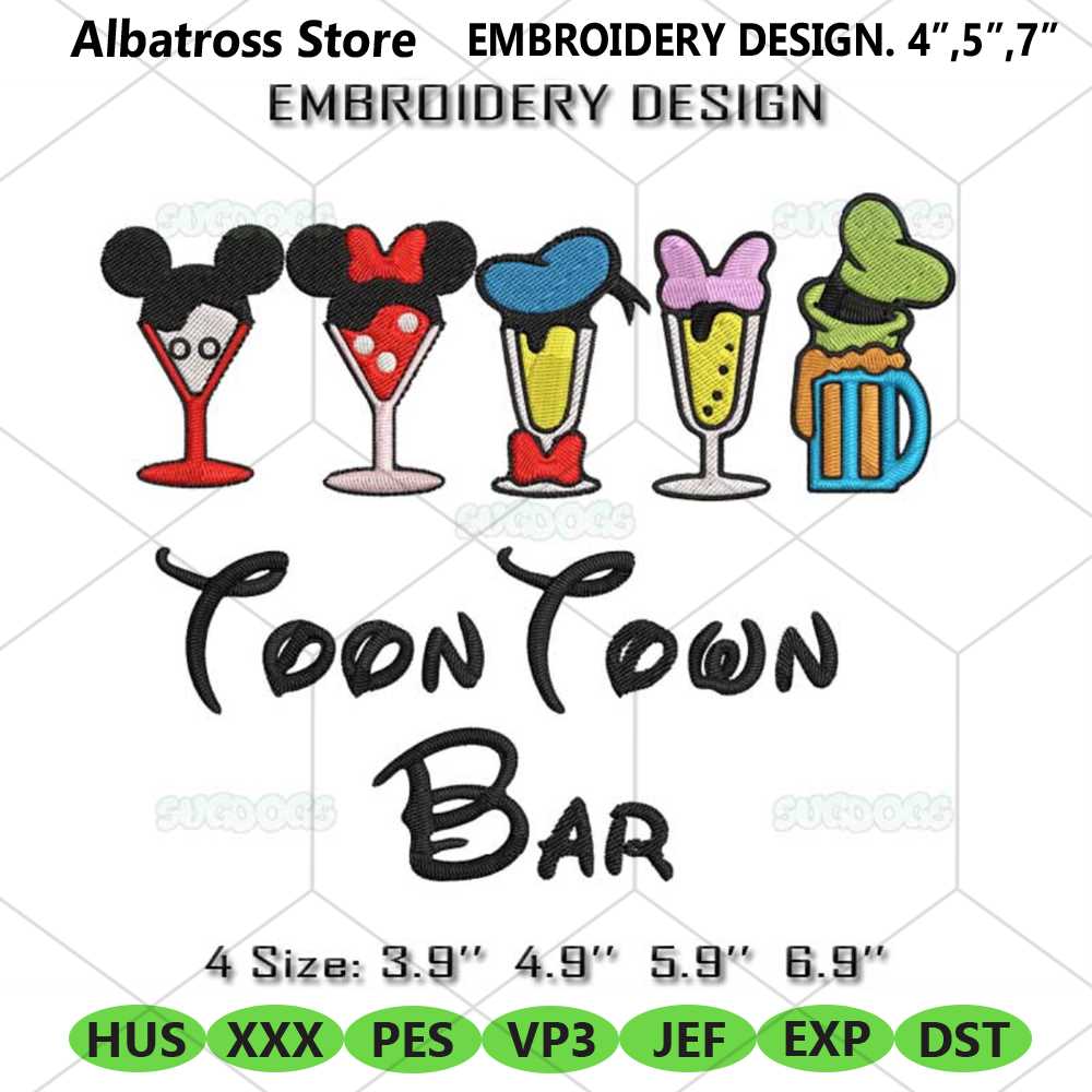 Toon Town Bar Drinking Embroidery Design File, Mickey Embroi - Inspire ...
