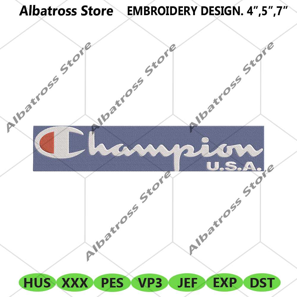 Champion USA Box Logo Embroidery Design Download File - Inspire Uplift