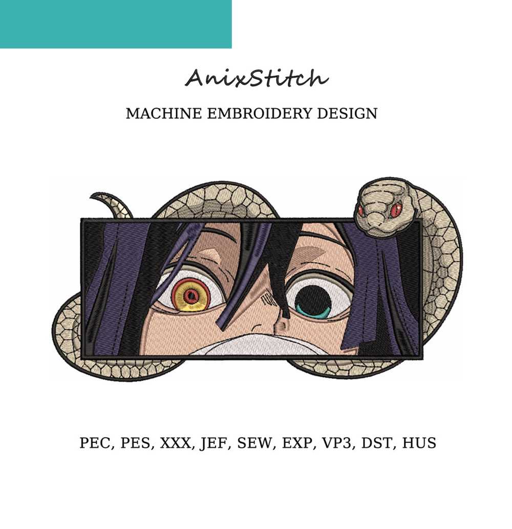 Anime Obanai Iguro And Snake Embroidery Design 5 - Inspire Uplift