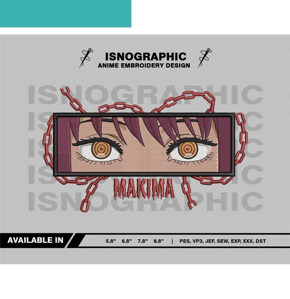 Anime Makima Red Eyes Inspired Embroidery Design Files | Inspire Uplift