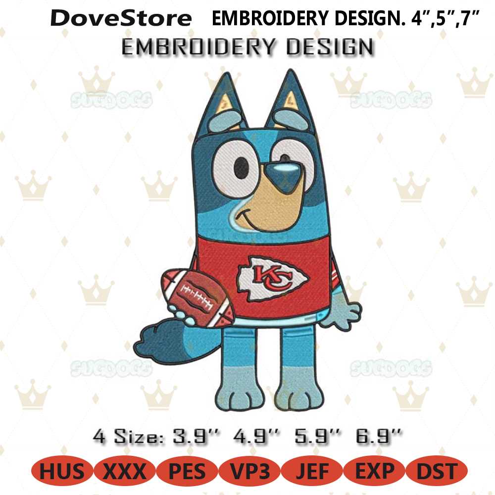 Bluey Kansas City Chiefs Football Embroidery | Inspire Uplift