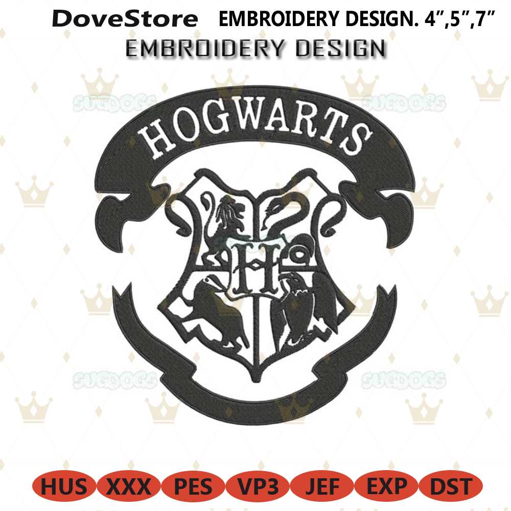 Hogwarts School Logo Embroidery Design File, Harry Potter Em | Inspire ...