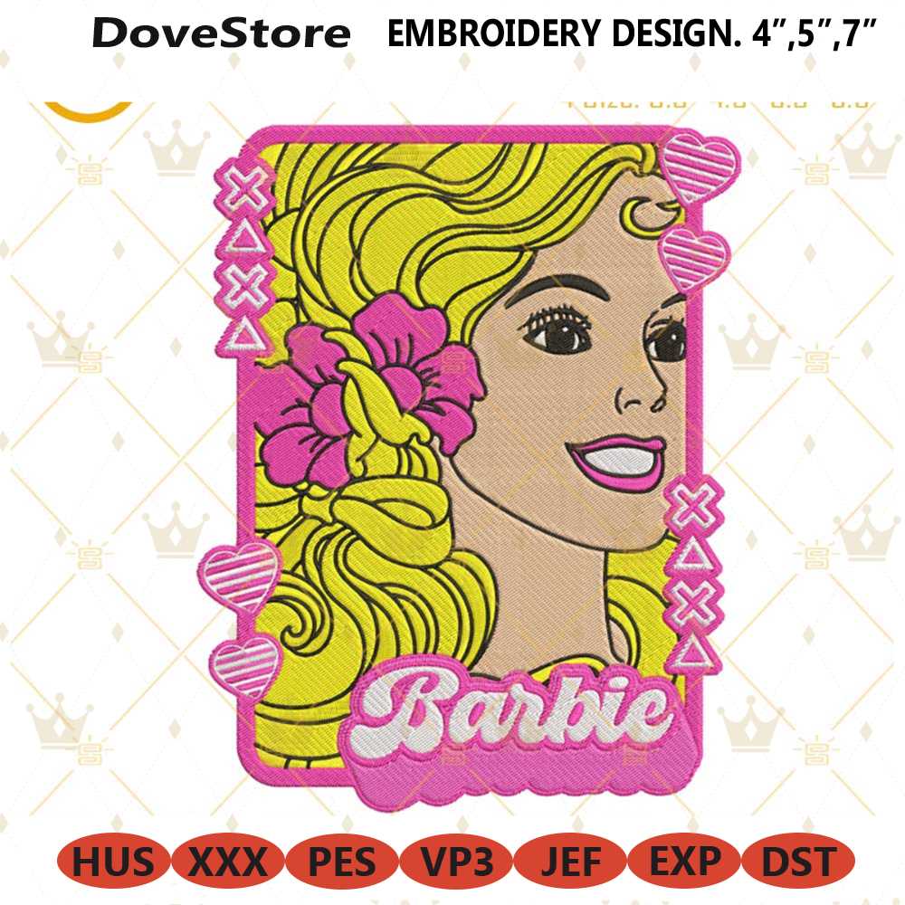 Barbie Embroidery Designs, Barbie Pink Doll Embroidery Files | Inspire ...