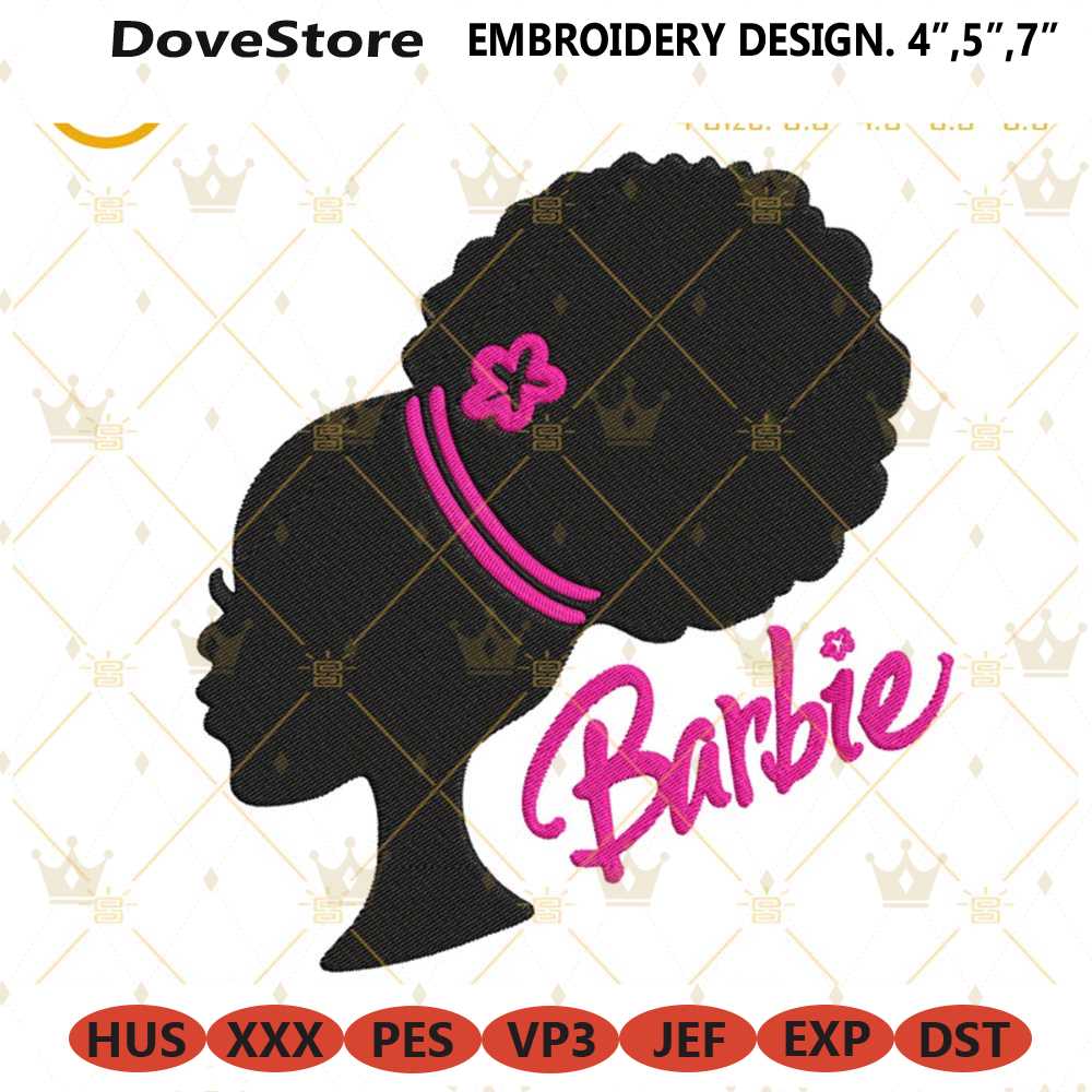 Black Barbie Embroidery Designs, Afro Barbie Girl Embroidery | Inspire ...