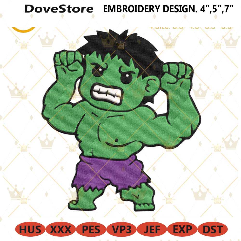 Chibi Hulk Embroidery Designs, Baby Hulk Avengers Embroidery - Inspire ...