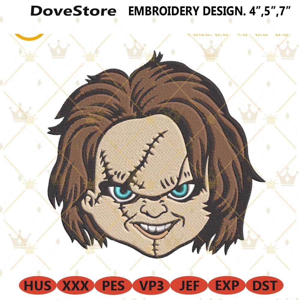 Chucky Embroidery Designs, Chucky Face Child's Play Machine | Inspire ...