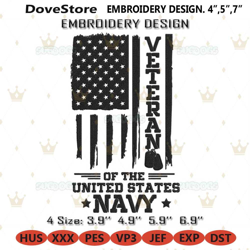 Veteran Of The United States Navy Embroidery Design File, Ve | Inspire ...