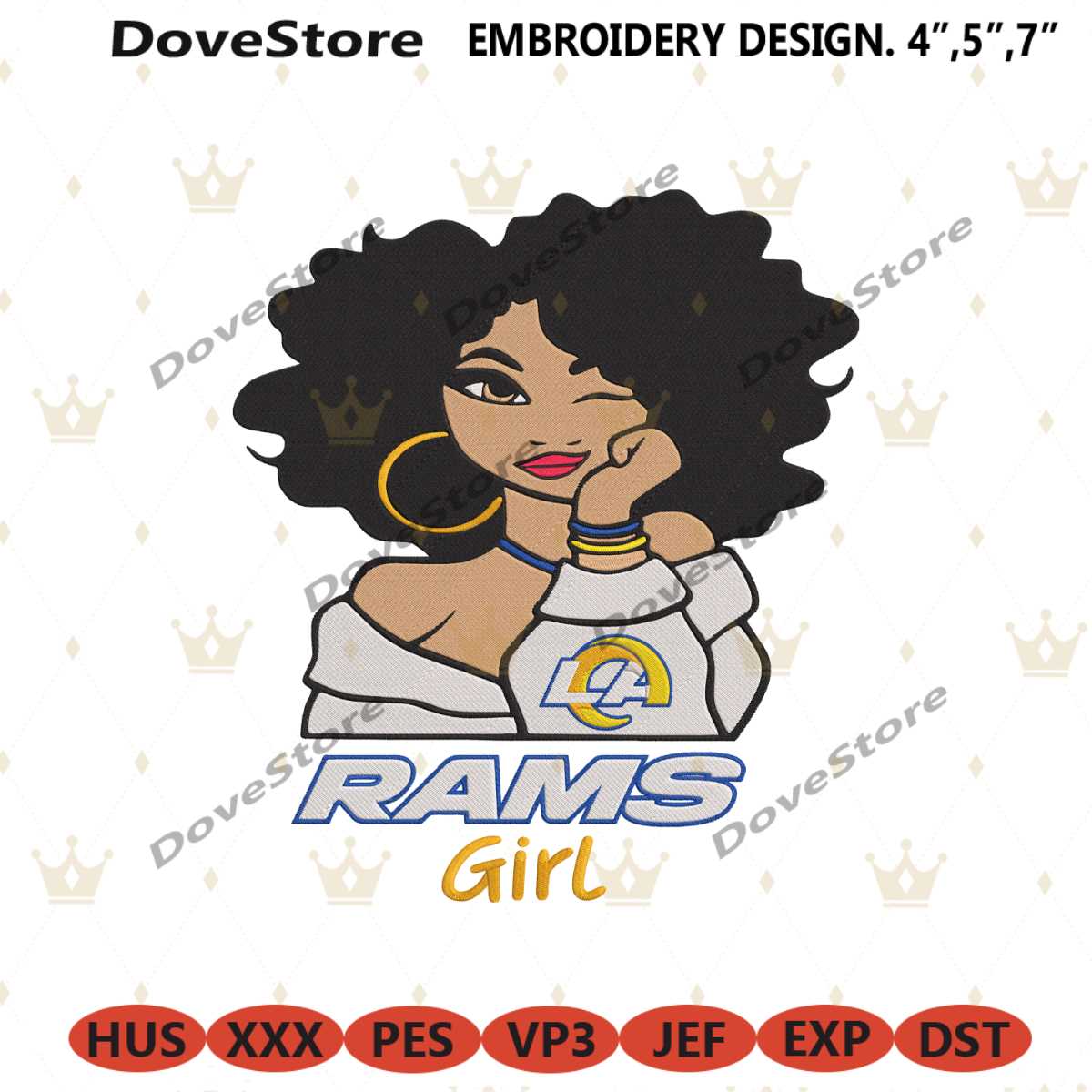 Rams Black Girl Embroidery Design File Download | Inspire Uplift