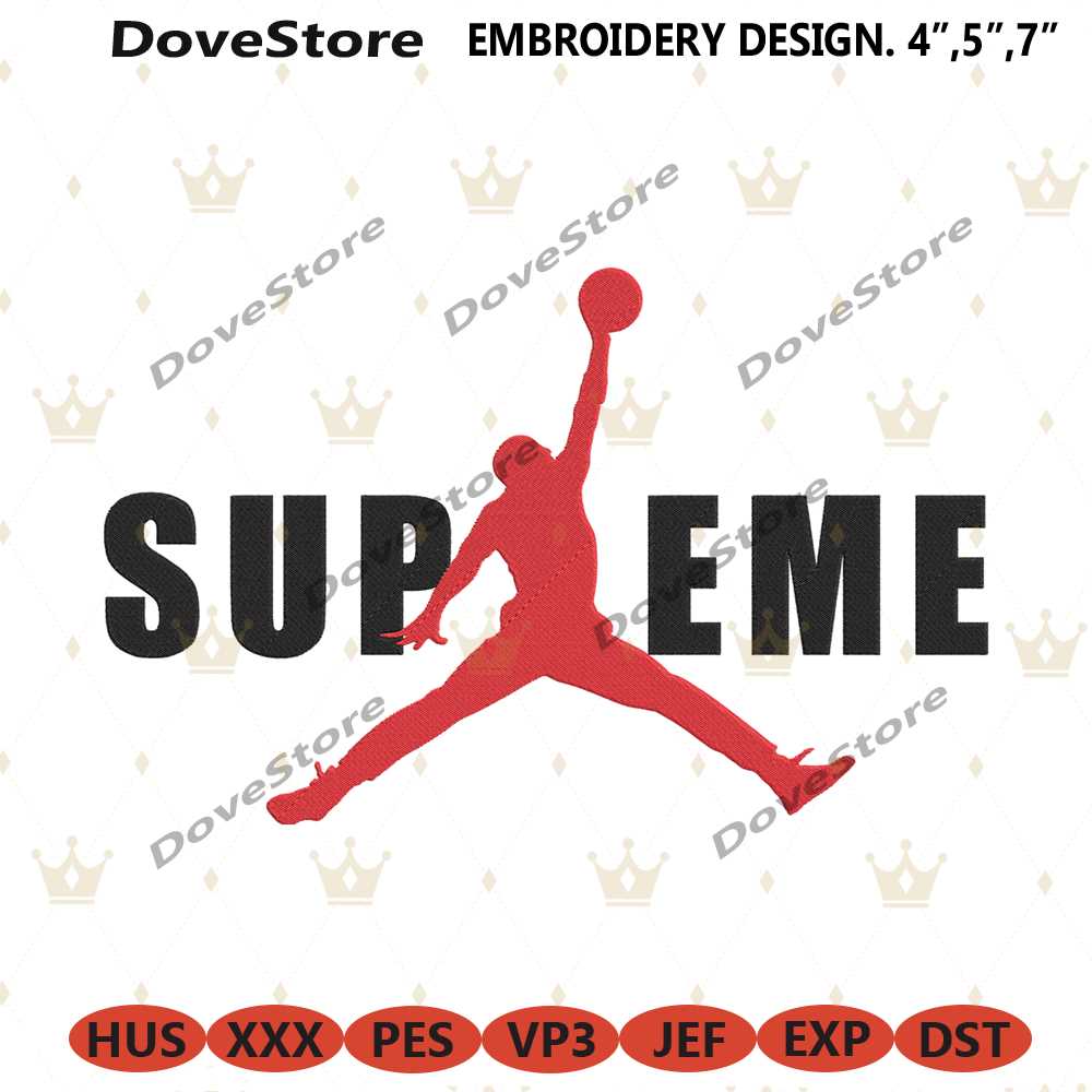 Supreme X Jordan Logo Embroidery Design Download | Inspire Uplift