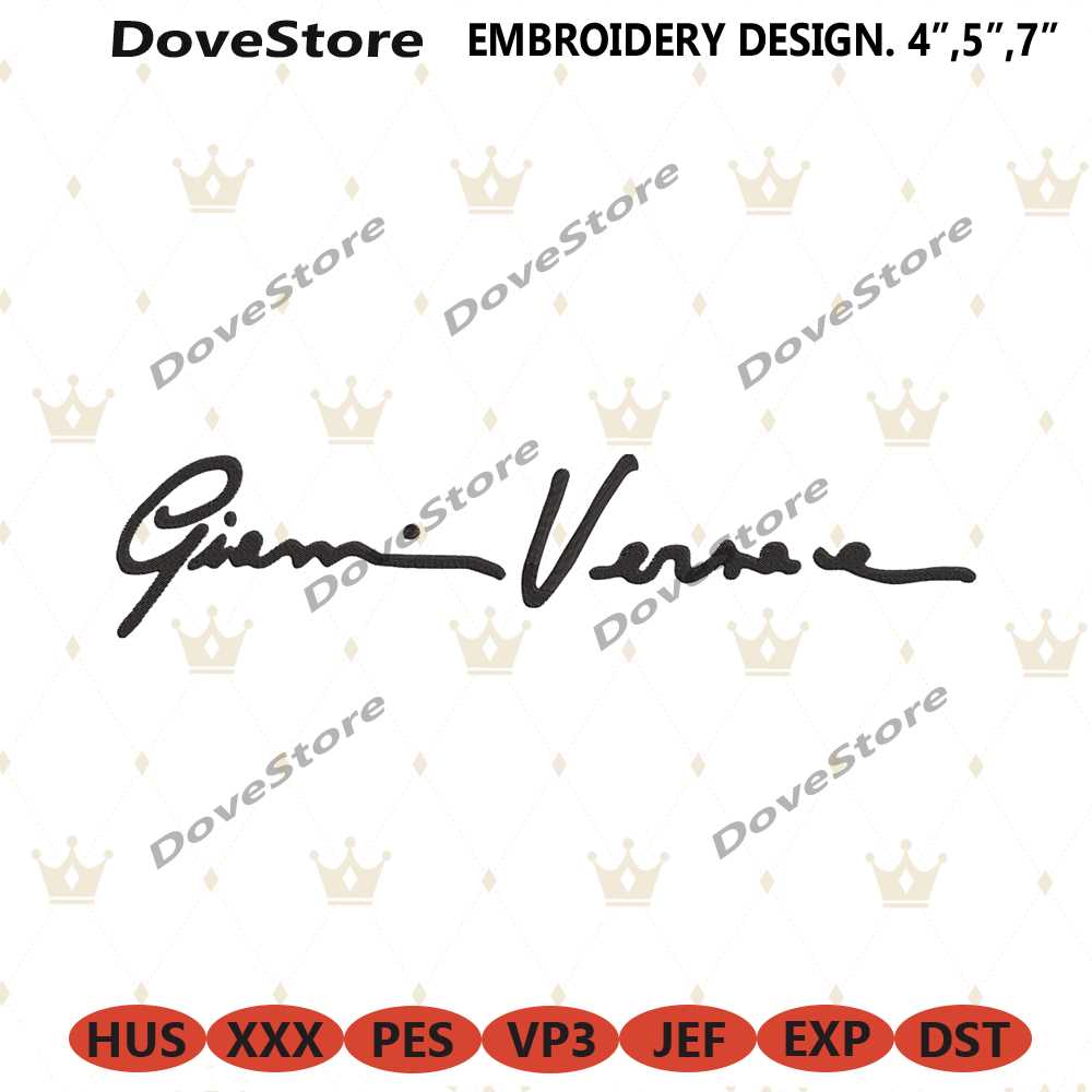 Gianni Versace Handwritter Logo Embroidery Design Download | Inspire Uplift