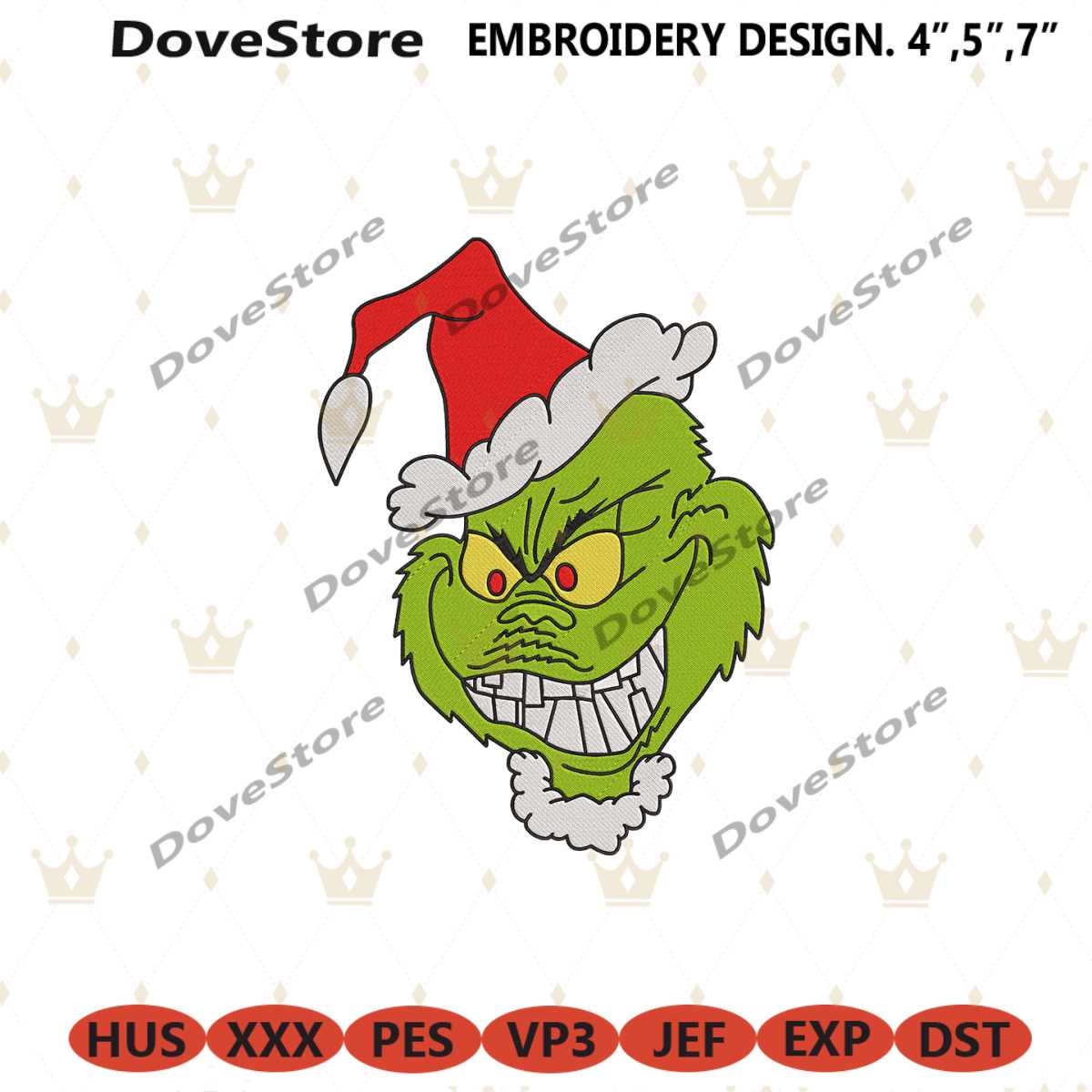 Grinch Face Christmas Embroidery, Head Grinch Embroidery Ins | Inspire ...
