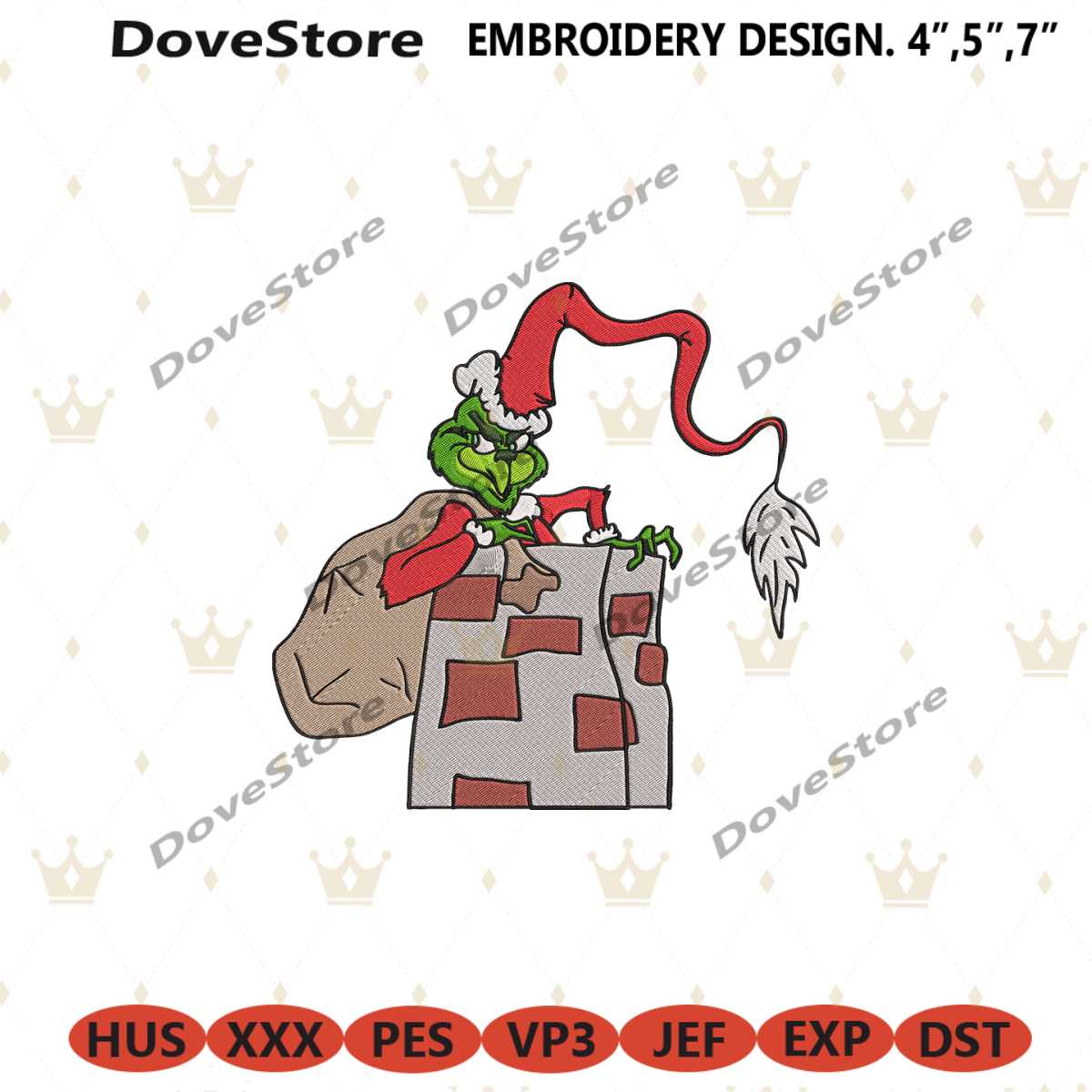 Christmas Grinch Embroidery File Downloads, Grinch Chimney M | Inspire ...
