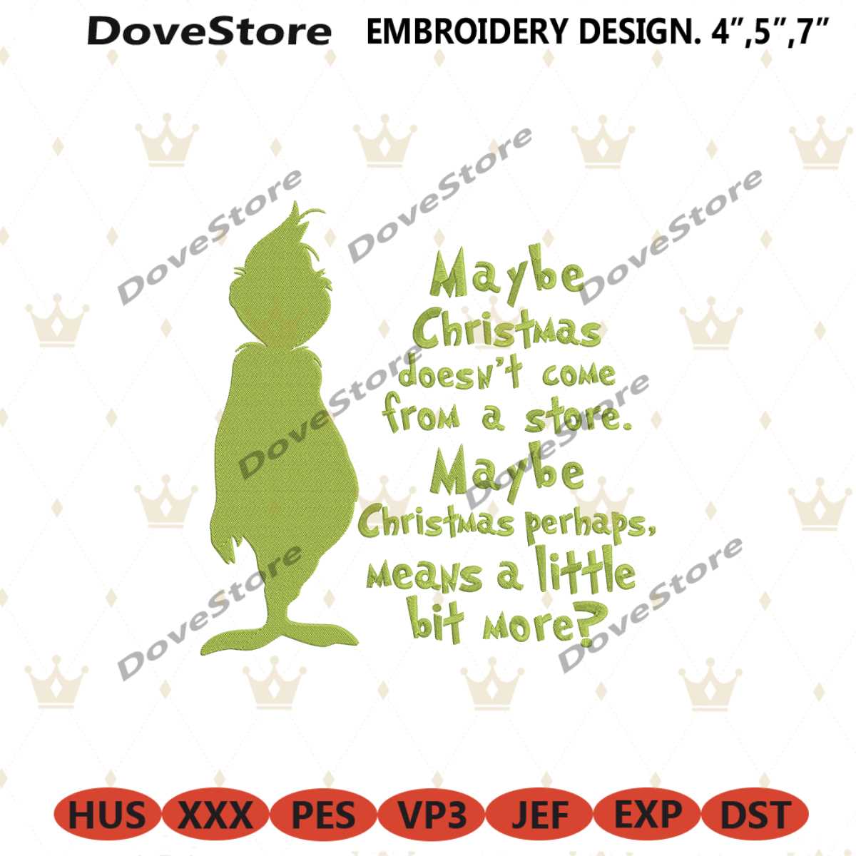 Grinch Christmas Quote Machine Embroidery File, Maybe Christ | Inspire ...