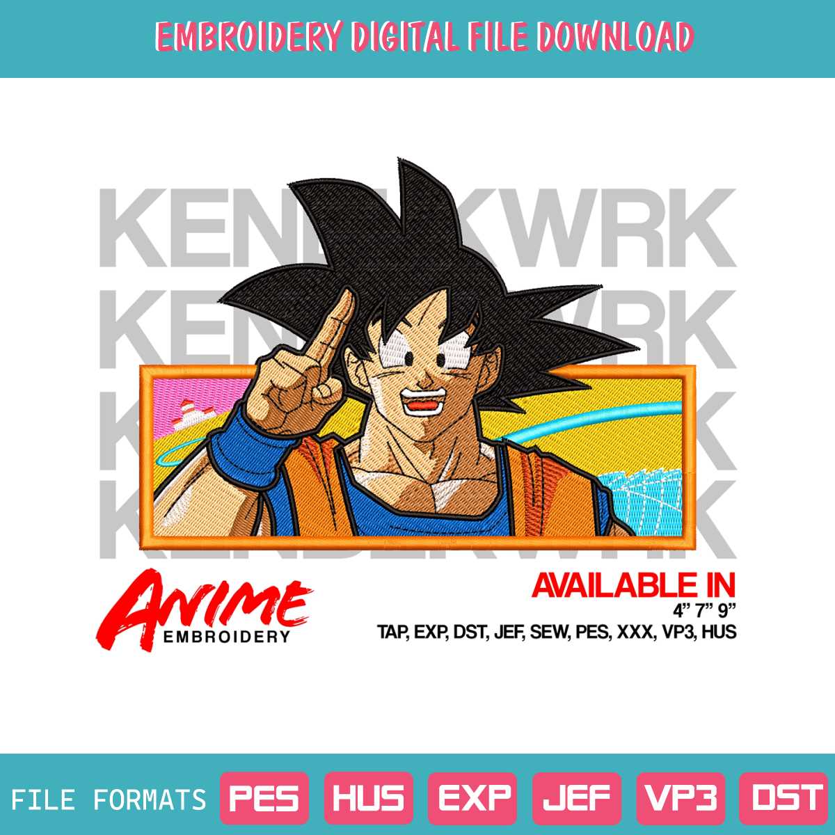 Premium Goku Say Hi Embroidery Design | Inspire Uplift