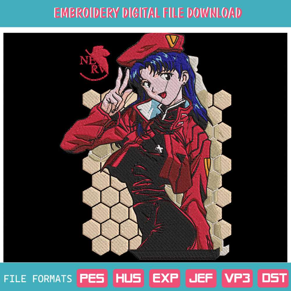 Misato Katsuragi Embroidery Designs File, Evangelion Machine - Inspire ...
