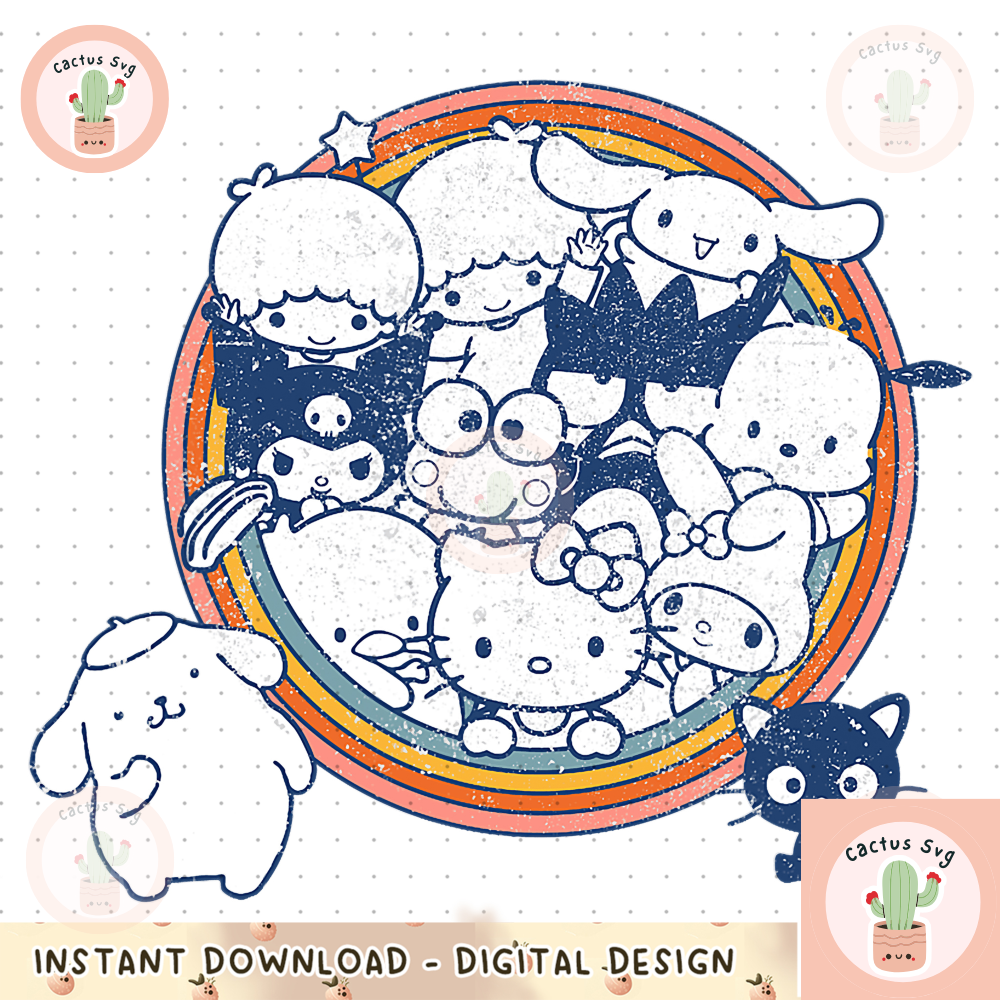 Hello Kitty and Friends Vintage Rainbow Circle PNG DownloadH | Inspire ...