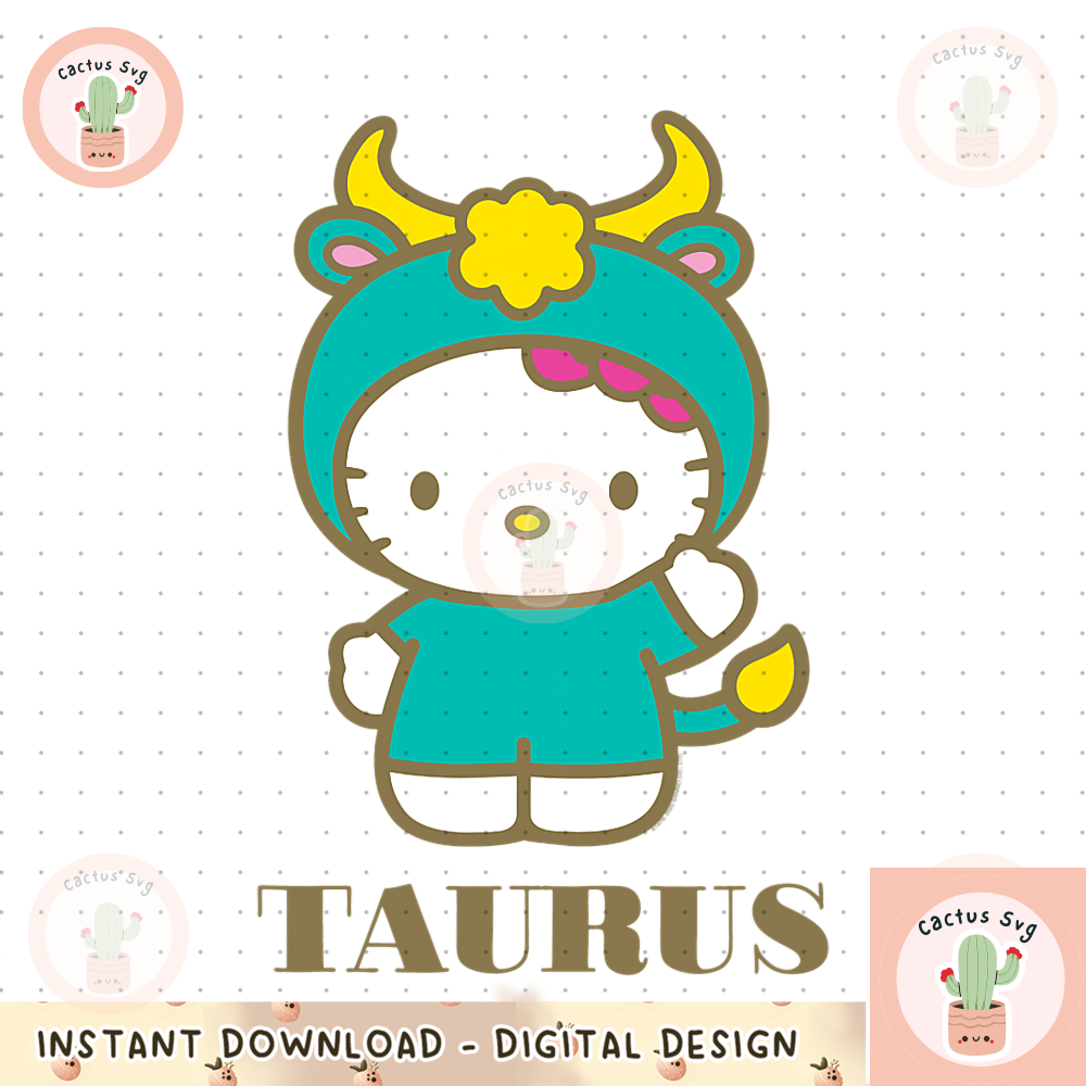 Hello Kitty Zodiac Taurus png, digital download, instant | Inspire Uplift